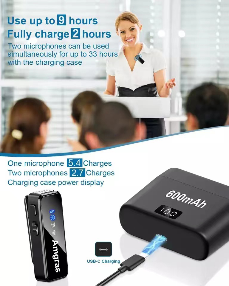 Amgras SoundMeta III Pro ANC Wireless Lavalier Microphone With ANC ...