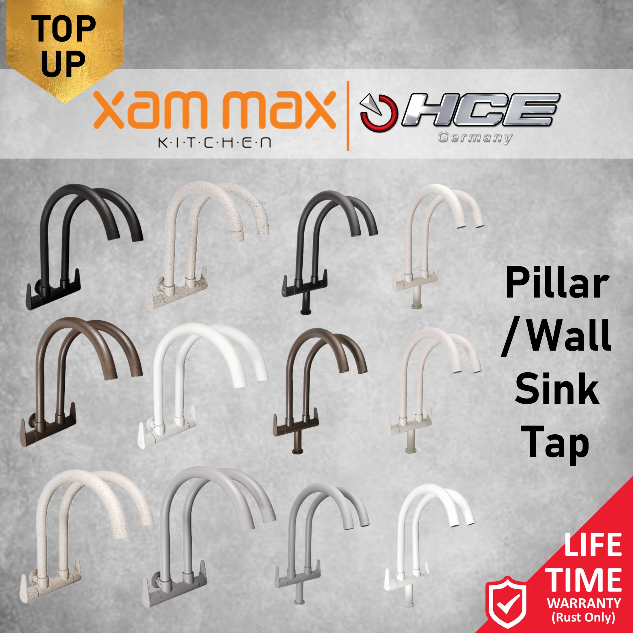 HCE SUS304 PREMIUM COLOR FAUCET | Pull Out Pillar/Wall Kitchen Sink Tap ...