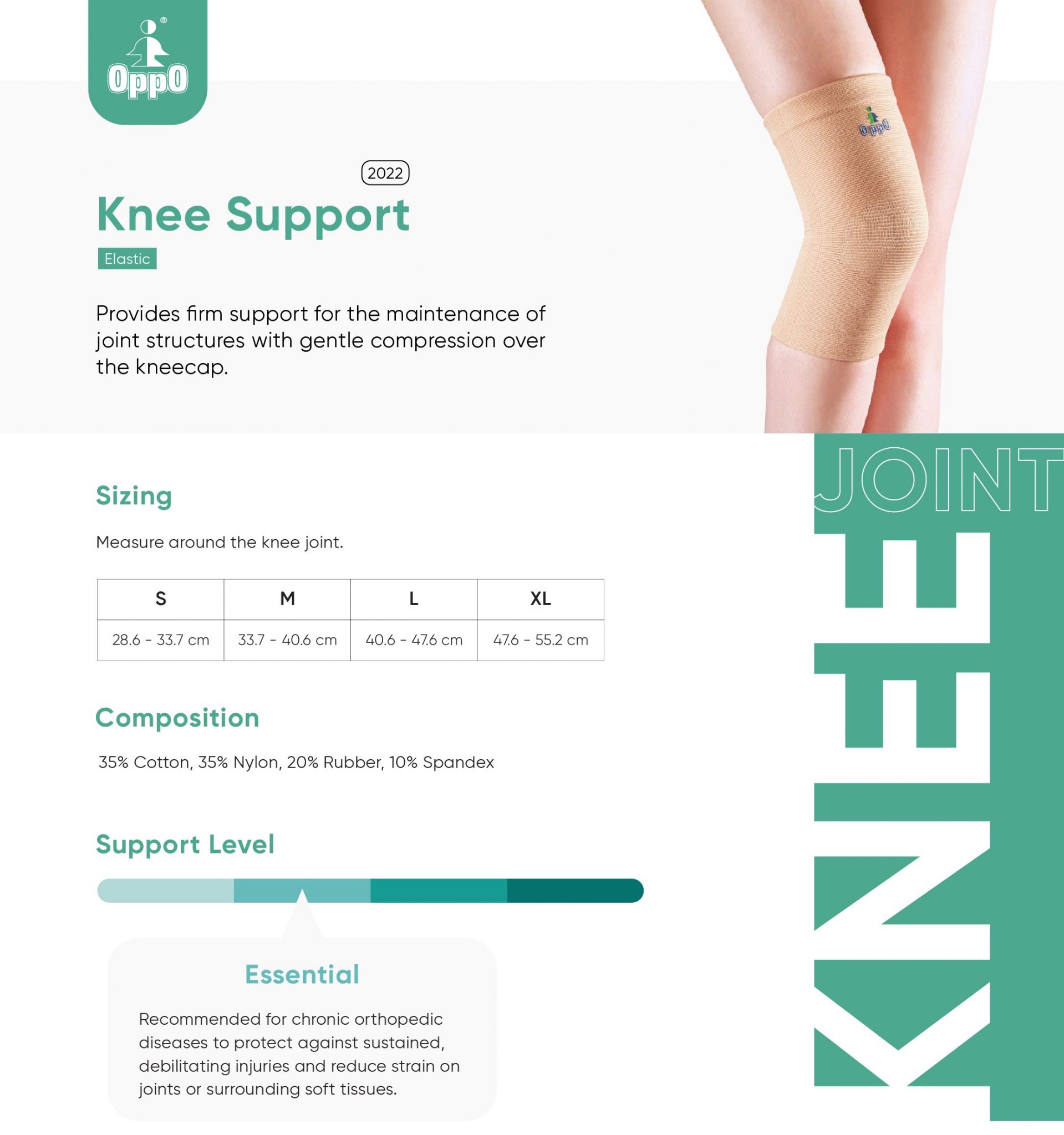 OPPO 4 Way Stretch Elastic Knee Support 2022 Guard Compression Knee ...