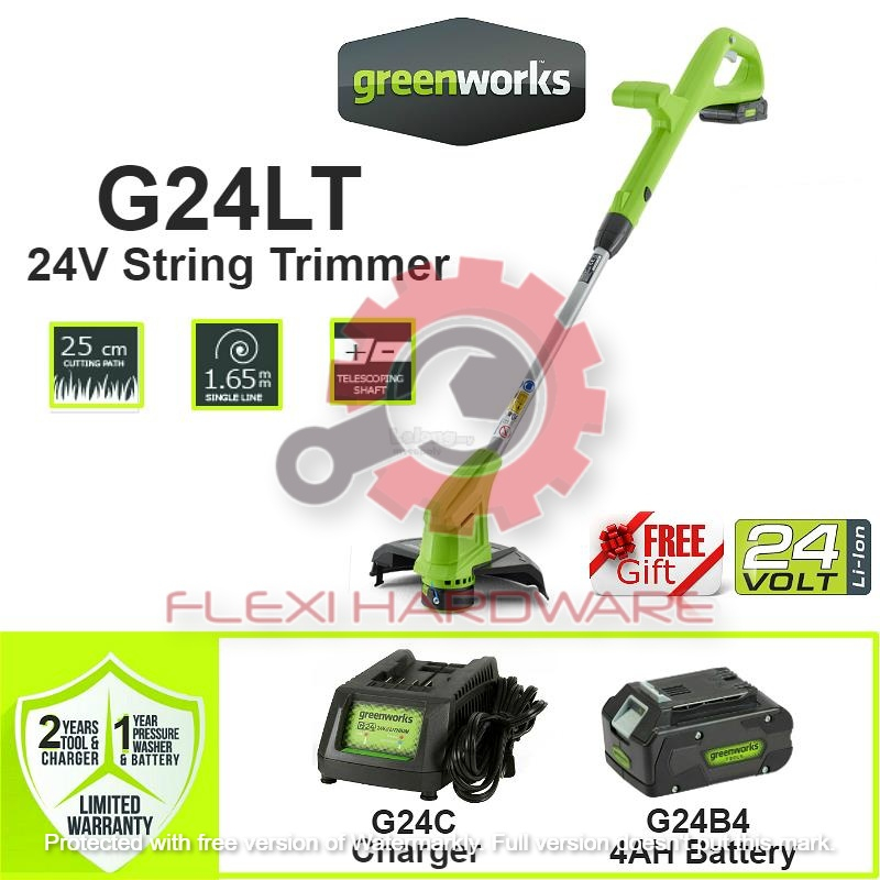 Greenworks G24LT Cordless 24V String Grass Trimming Cutter Trimmer ...