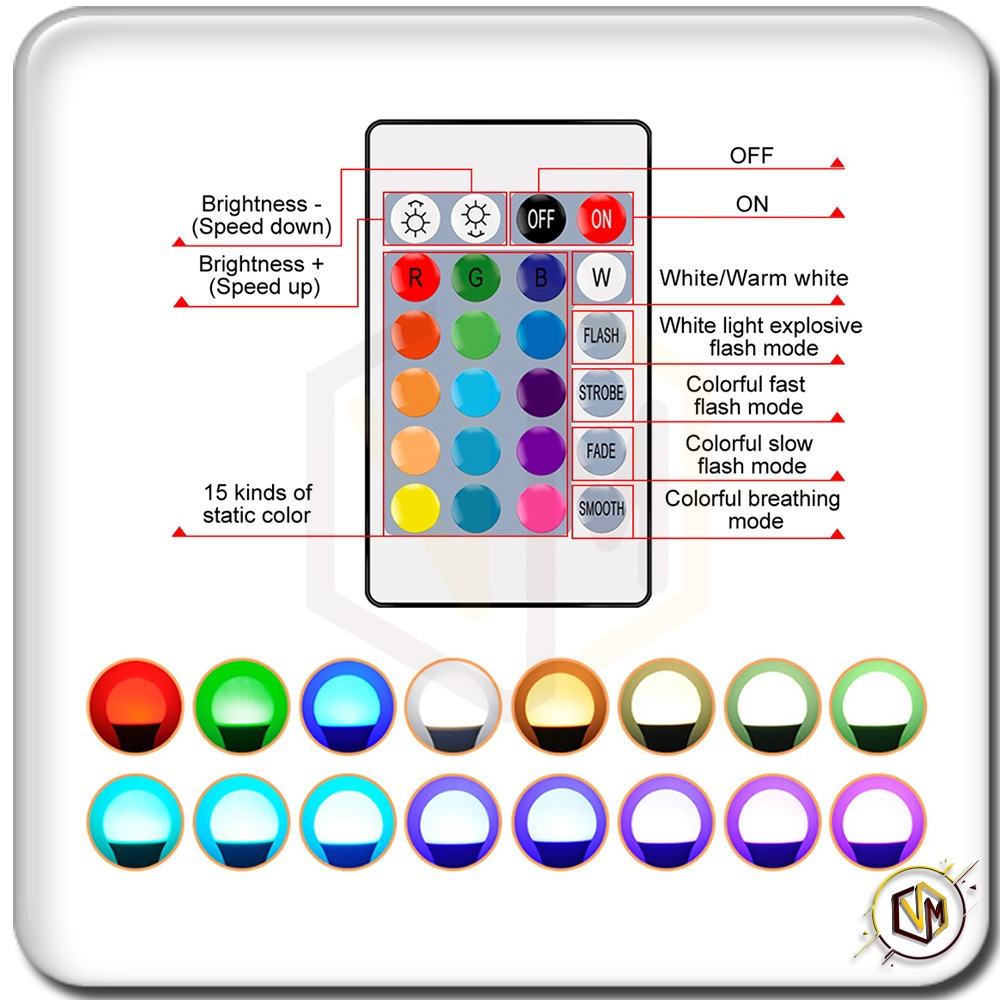 Smart LED Bulb Dimmable Color Changing Colour RGB Magic E27 RGBW Mentol ...