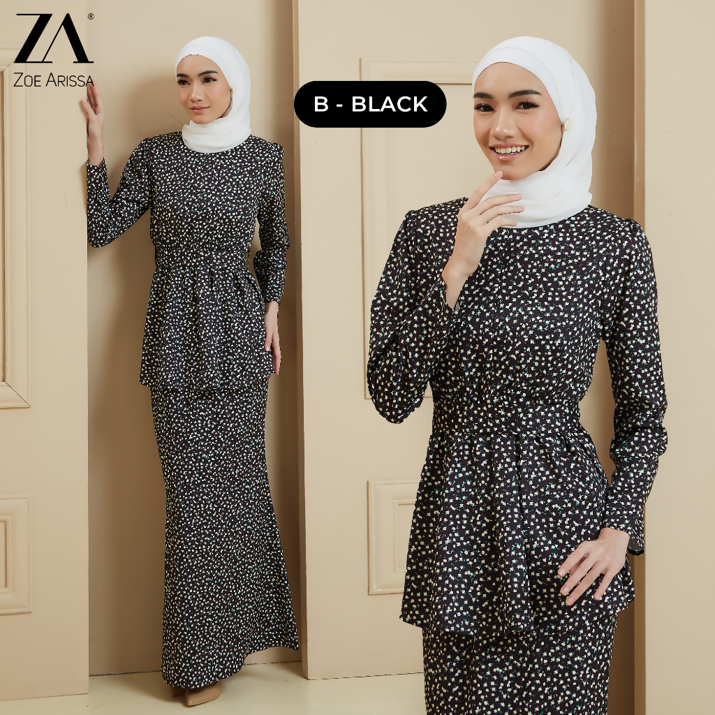 ZOE ARISSA BAJU KURUNG RAYA HAJI 2023 PASTEL PEPLUM Moden Kurung Floral ...