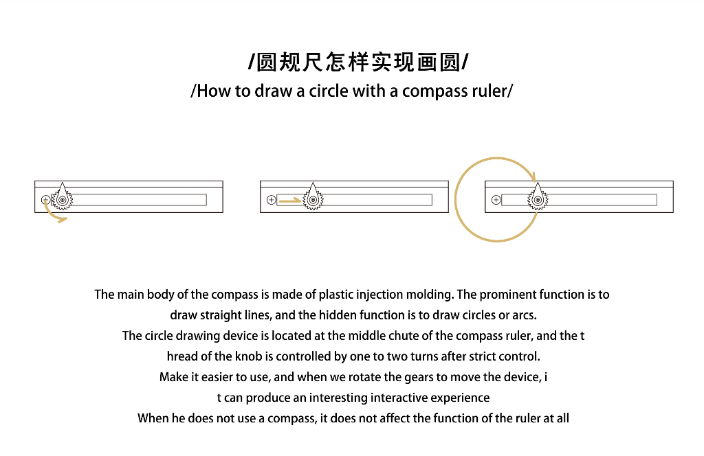 BKF Creative Colourful 2-In-1 Multifunctional Circle Ruler Scale 15cm ...