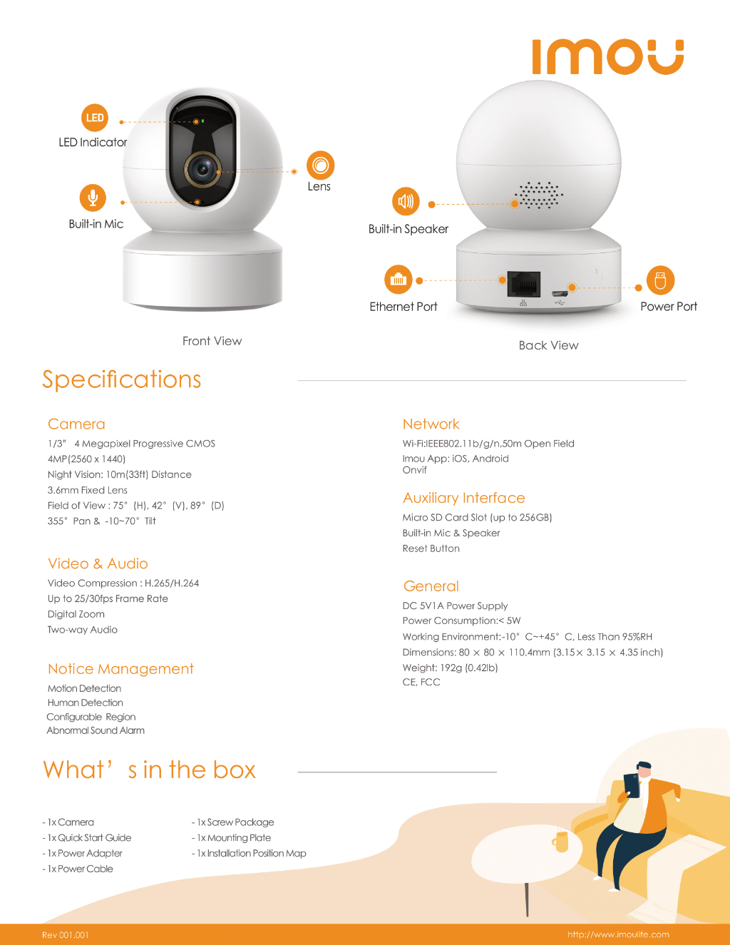 IMOU Dahua Ranger S2 4MP Full HD H.265 Wi-Fi Pan & Tilt Camera CCTV for ...