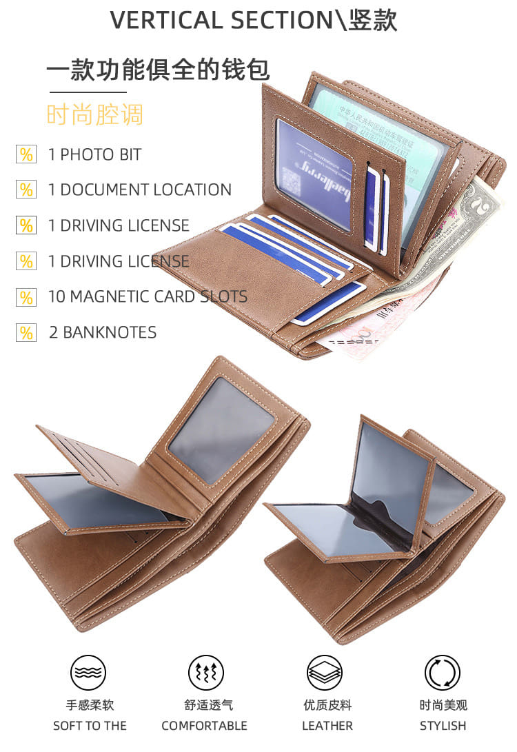 [Malaysia Stock]🇲🇾 Men's Leather Short Wallet Stylish Perfect Gift ...