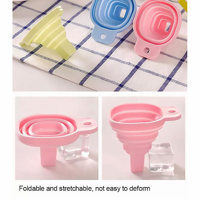 𝗥𝗘𝗧𝗥𝗔𝗖𝗧𝗔𝗕𝗟𝗘 》 Silicone Folding Funnel Rubber Hopper Oil Liquid ...