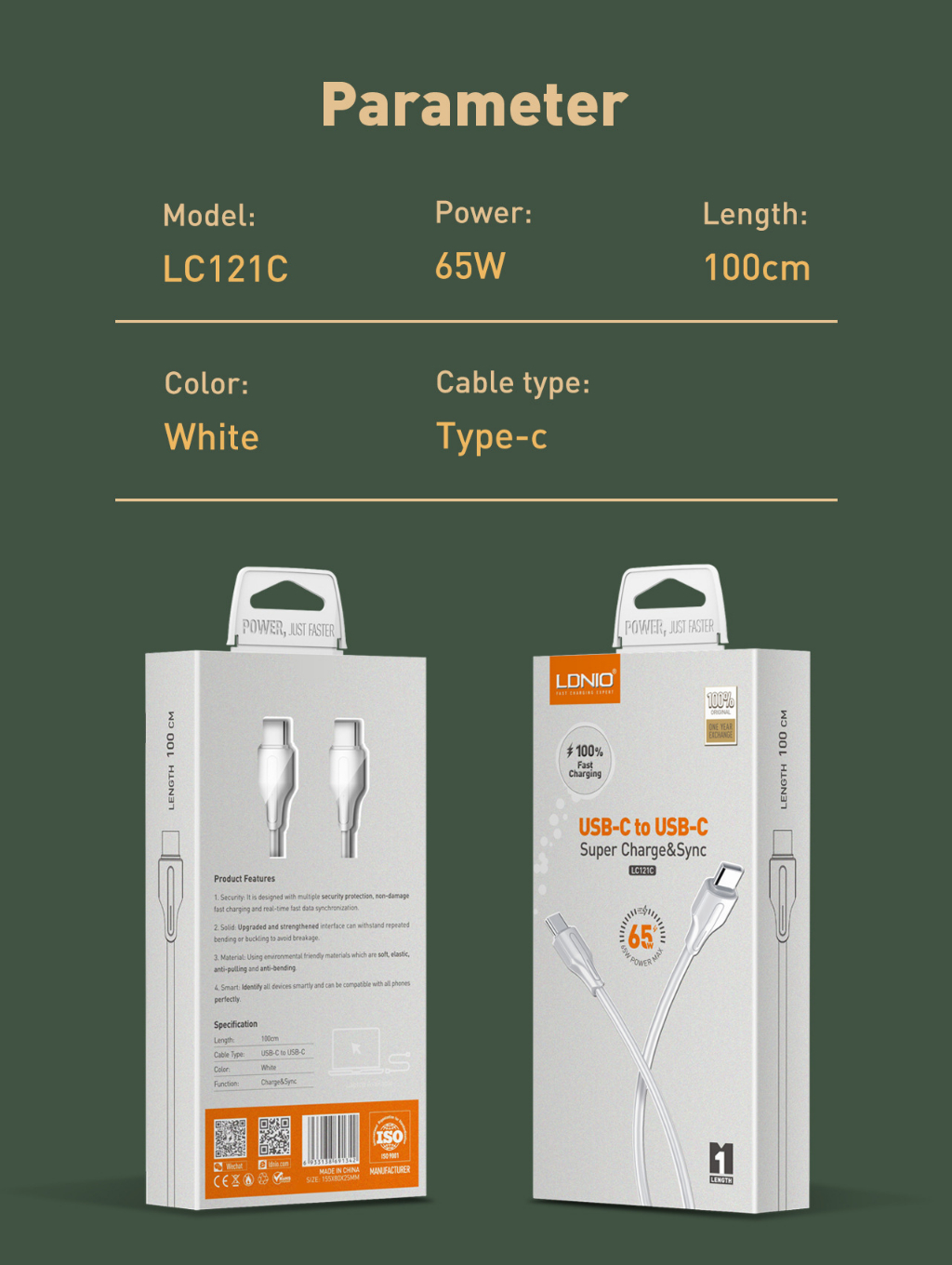 LDNIO LC121 (100% Original) 65W Fast Charging USB C to USB C Super ...