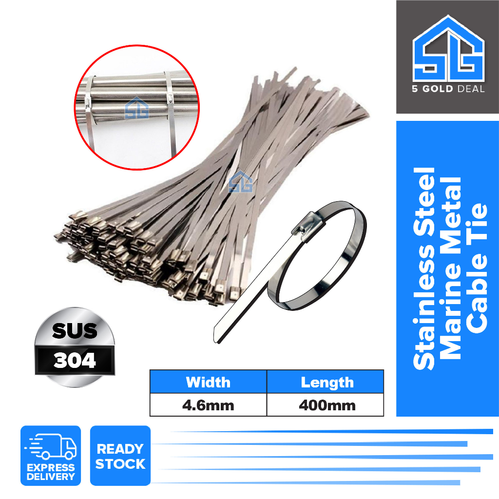 100Pcs Multi-Purpose Locking Cable Metal Zip Ties Stainless Steel Cable ...