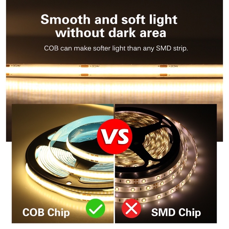 [Ready Stock] DC 24V COB LED Strip LED Light White/WarmWhite/COB LED Light High Density Flexible ...
