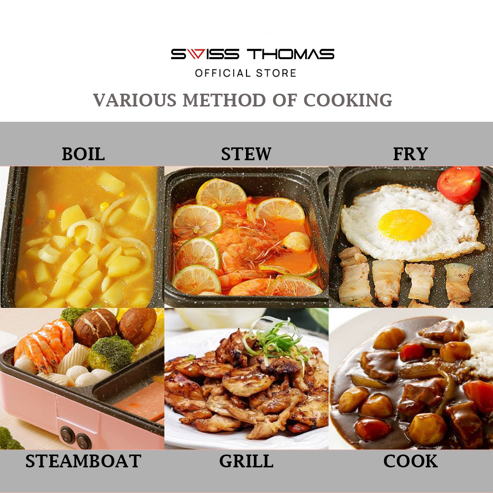 Swiss Thomas Multi Functional Cooker 2 In 1 Hot Pot & BBQ Grilled Pan ...