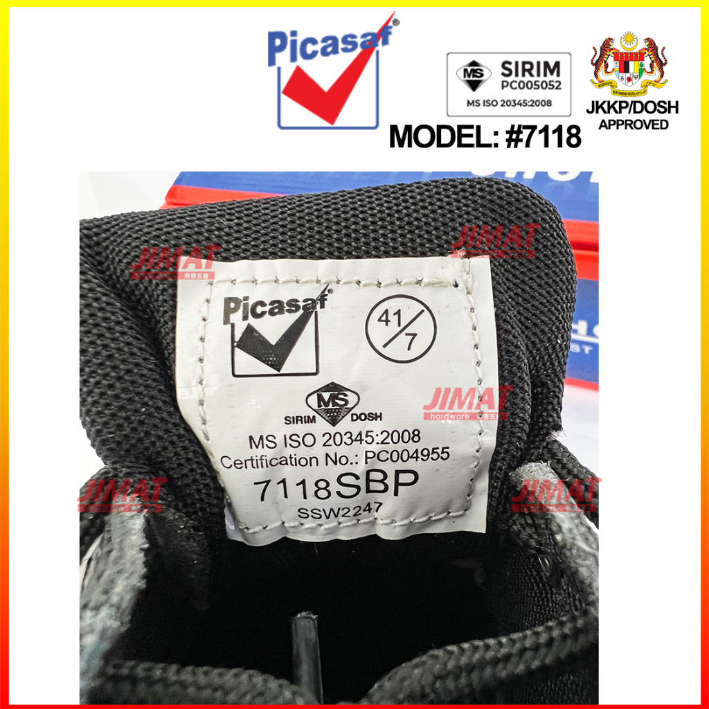 Picasaf Safety Shoe Sirim DOSH Approved Steel Toe Cap Mid Sole Low Cut ...
