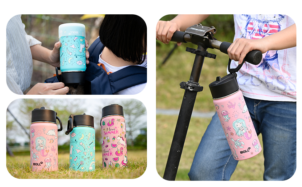 Mollcity Water Bottle Kids with Straw-Stainless Steel Vacuum Bottle ...