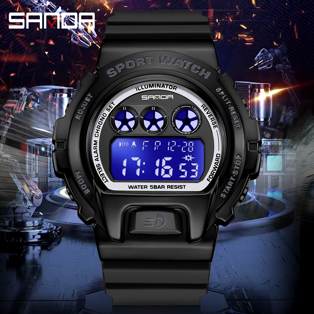 SANDA Sports Men's Watches Military Waterproof LED Digital Wristwatch ...