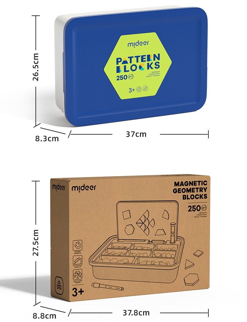 Mideer Magnetic Pattern Blocks with Whiteboard (250 Pcs) | Shopee Malaysia