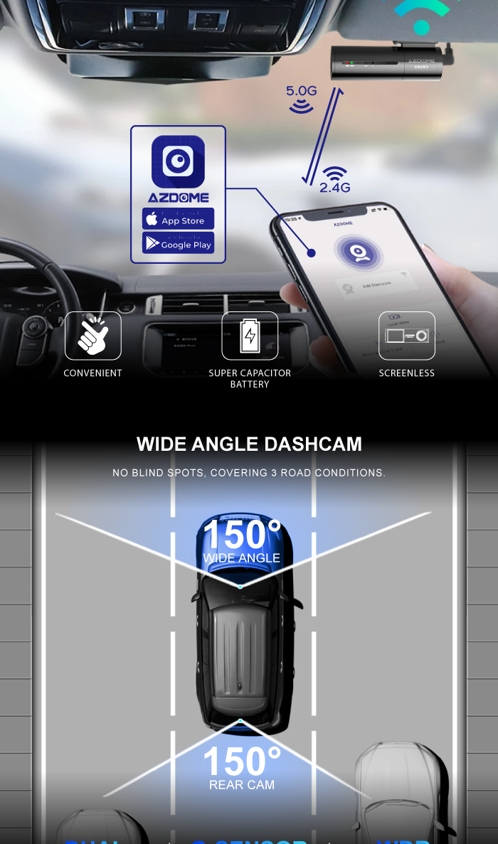 AZDOME M300S 2160P/4K Ultra HD Front DashCam Night Vision Smart Voice ...