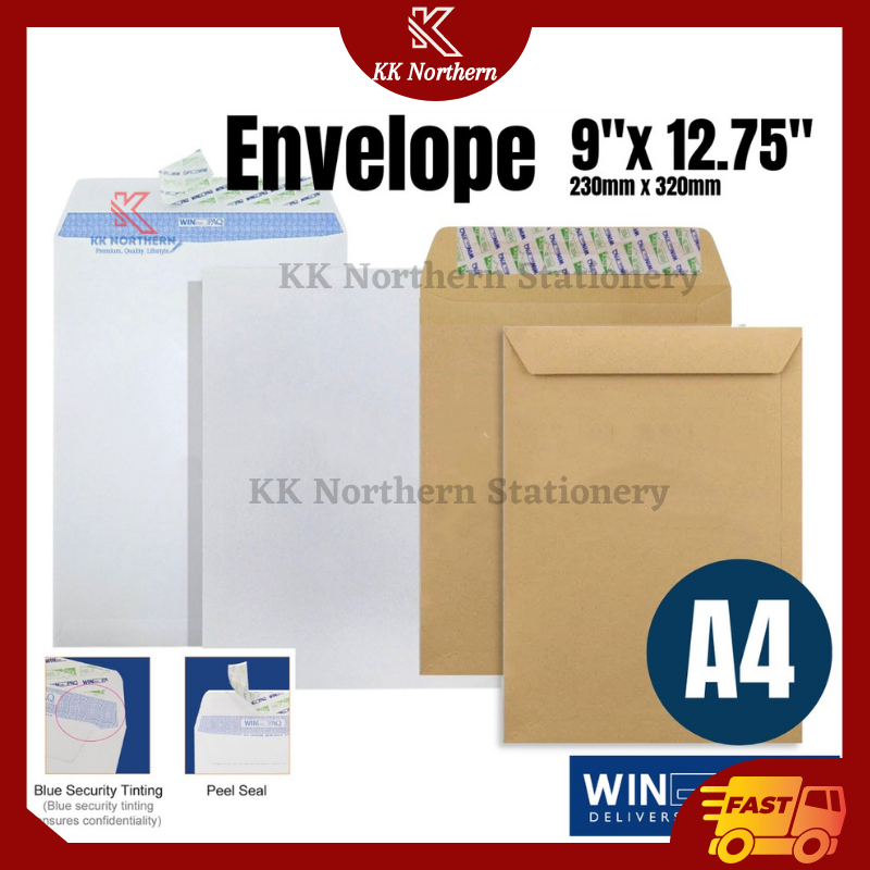 (5pcs) Envelope A4 9x12 3/4 Brown / White 23cm x 32cm Self Adhesive ...