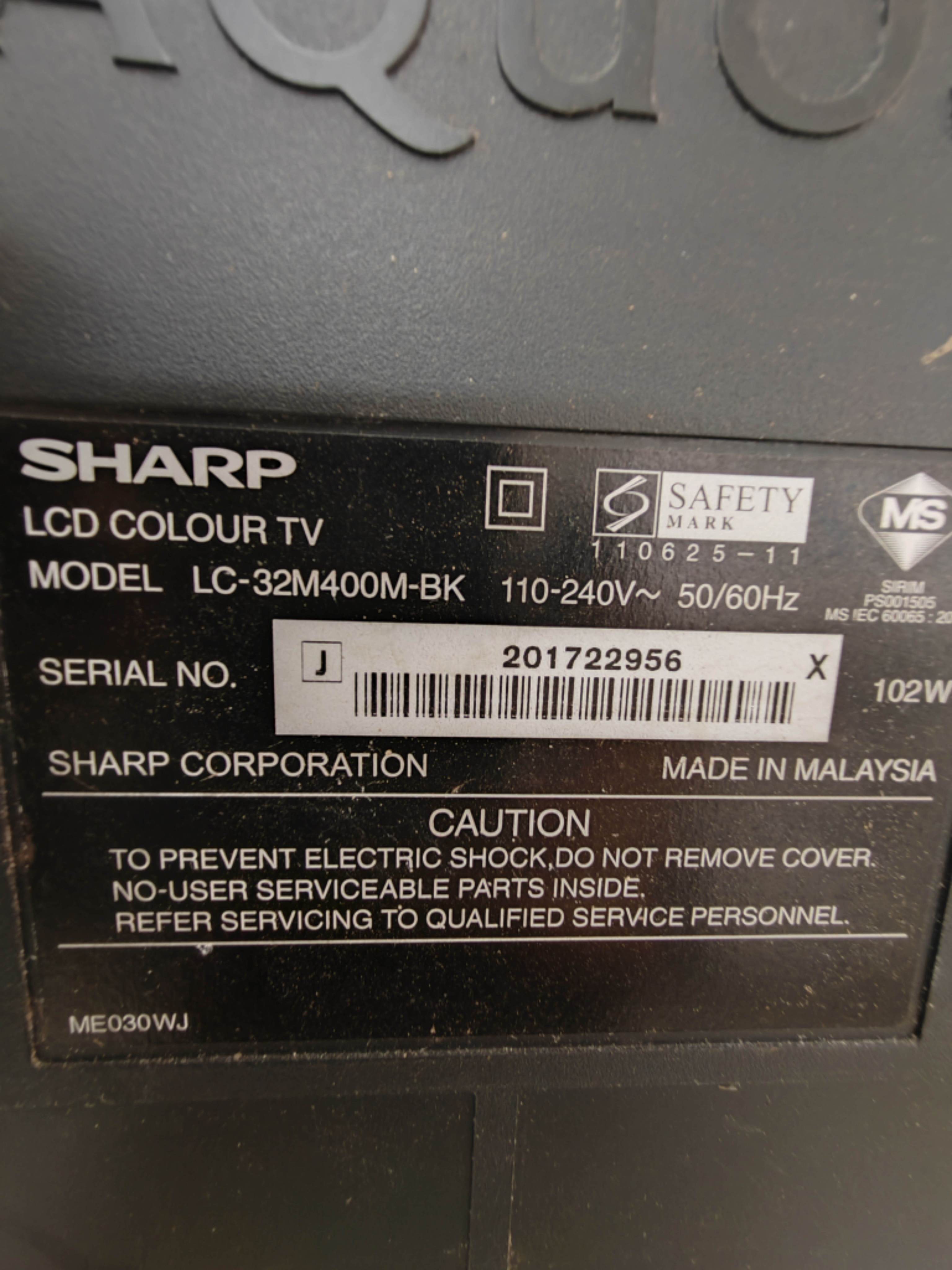sharp LC-32M400M-BK LCD TV POWER BOARD MainBoard BacklightBoard | Shopee Malaysia