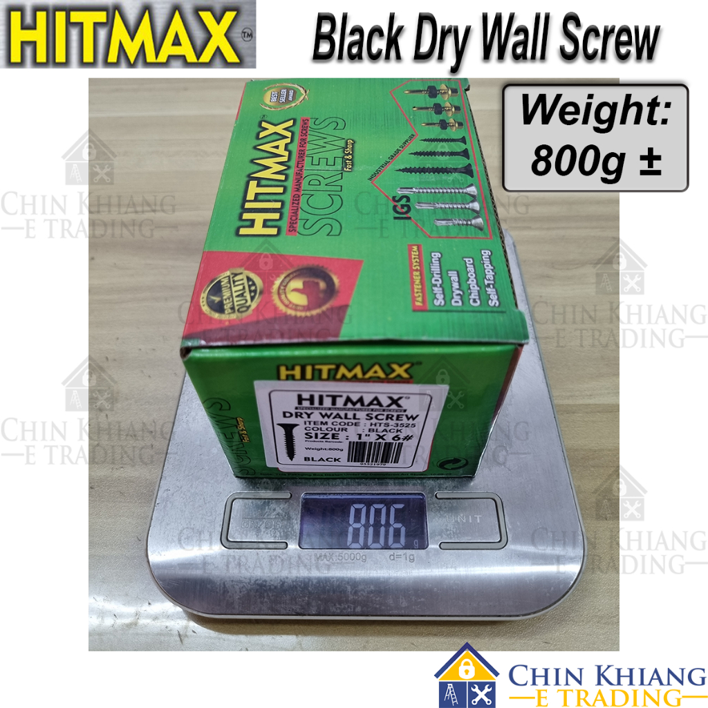 [3/4" - 3"] Hitmax Black Dry Wall Screw Black Screw Counter Sunk Flat ...
