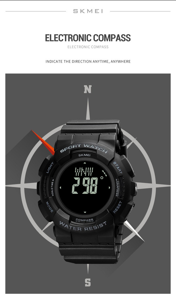 SKMEI 2077 Top Brands Compass Men Waterproof Watches World Time Digital ...