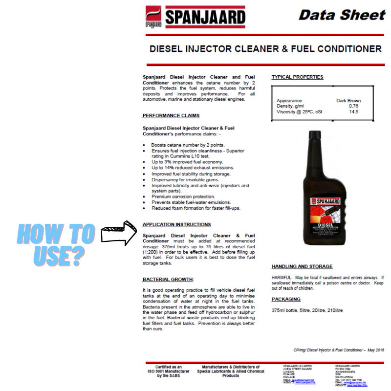 Spanjaard Diesel Injector Cleaner and Fuel Conditioner (375 ml ...