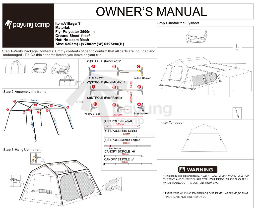 PAYUNG.CAMP Village T Xtra Large Luxury 8 person to 10 p Family T-Rex ...
