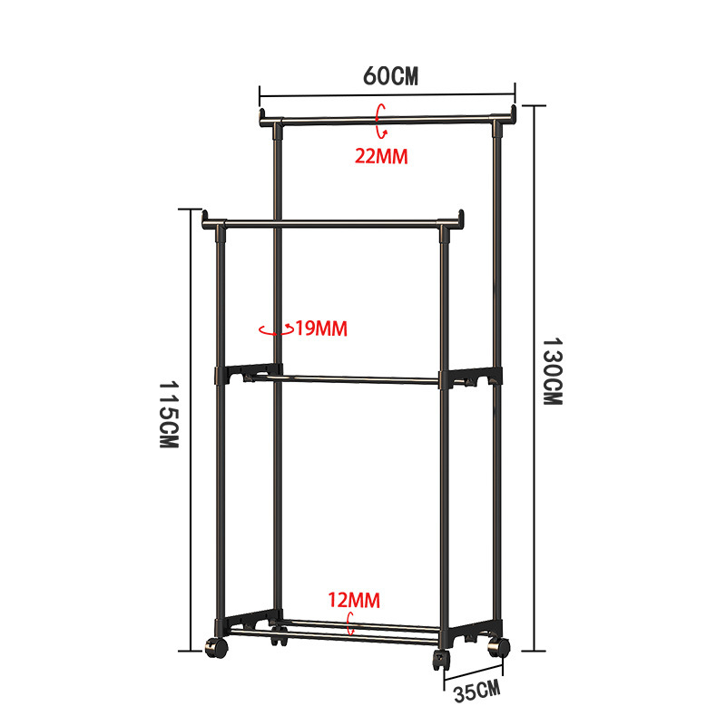 Single/Double-Pole Clothes Hanging Rack Laundry Cloth Drying Rack ...