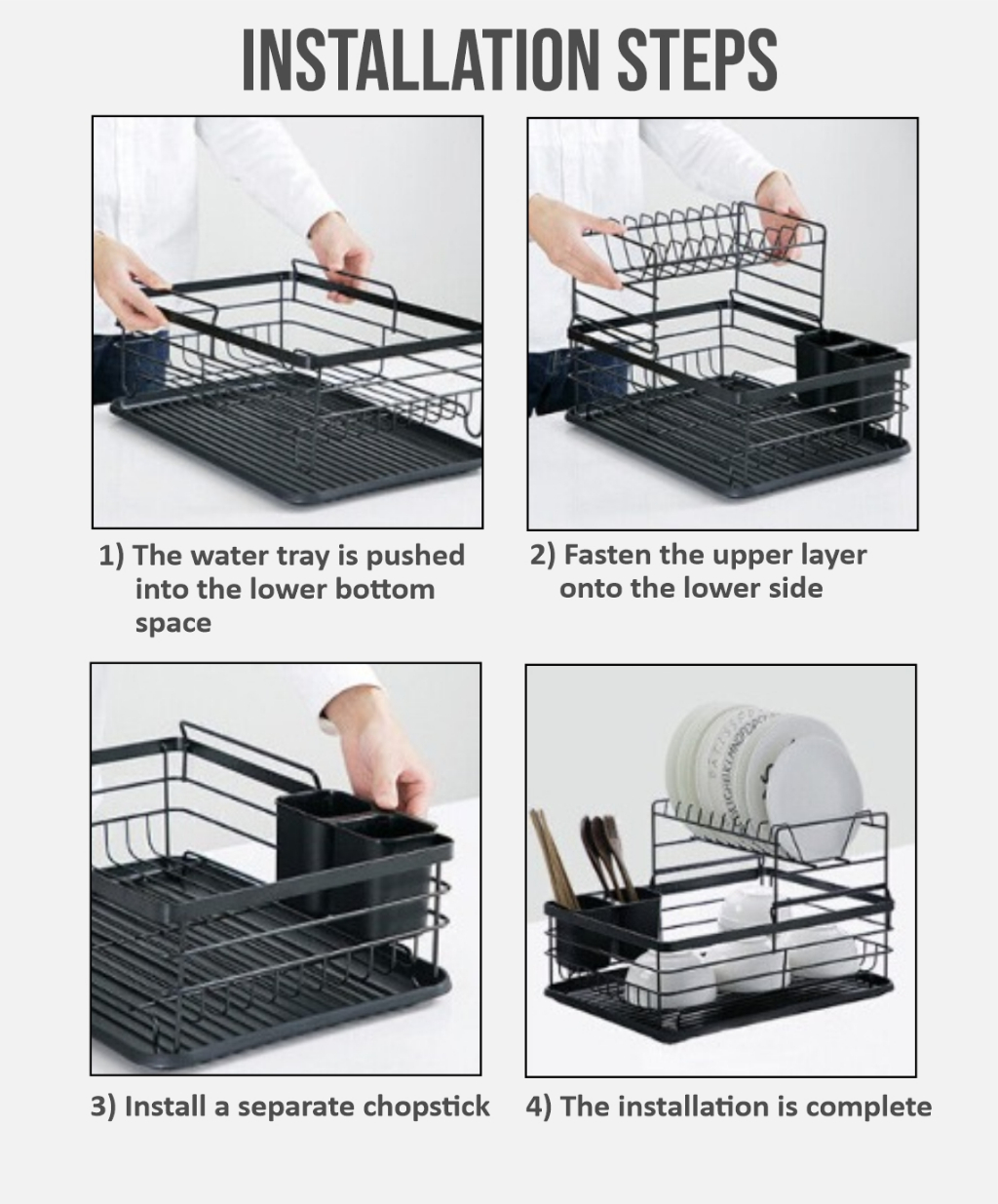 Japanese Style Minimalist Double Layer Kitchen Dish Rack Drainer Tray ...