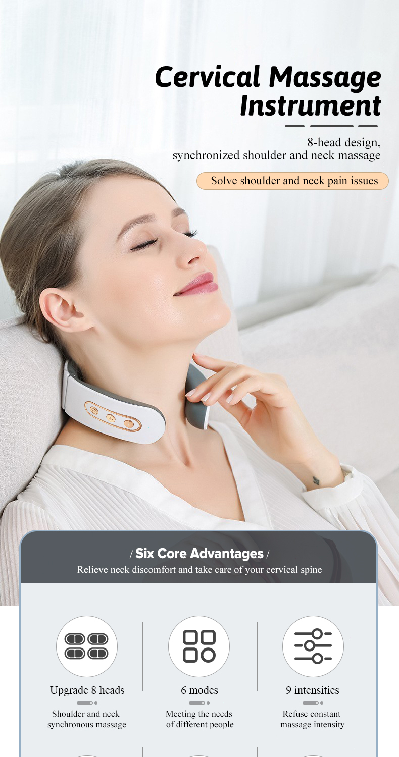 YOGO Neck Massager Electric With 8 Head Back Neck Spine Cervical Body ...