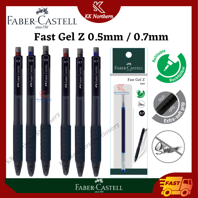 Faber-Castell Fast Gel Z Retractable Gel Pen Refillable 0.5mm / 0.7mm ...