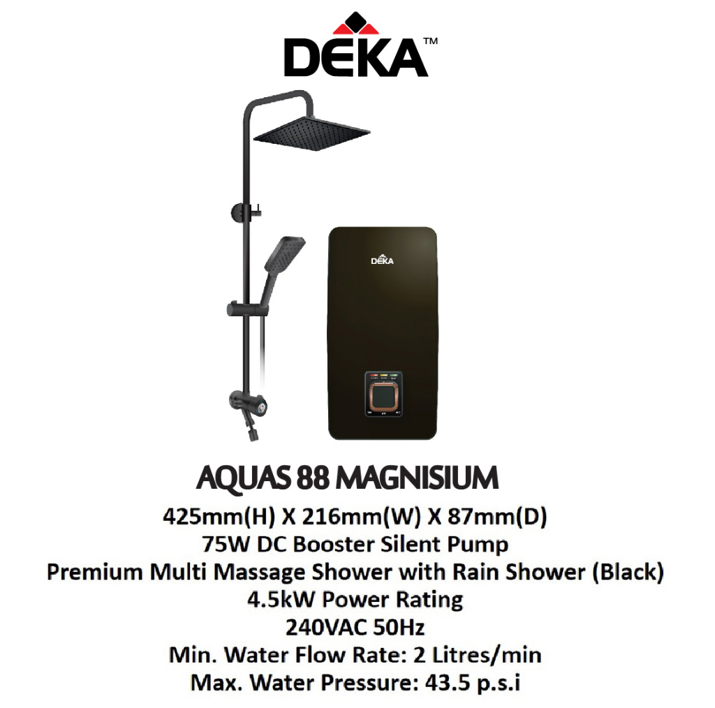 DEKA Aquas 88 TRS /Aquas 33 DC Booster Inverter Pump Water Heater / Non ...