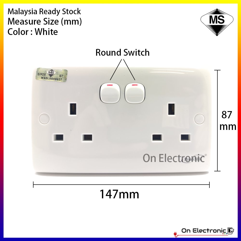 13a 2 Gang 3 Pin Switch Socket Wall Switch Socket With Sirim Approved 2位开关插座 Shopee Malaysia
