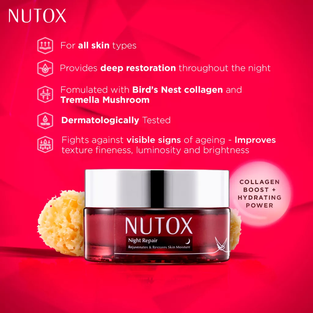 NUTOX Youth Restoring Night Repair - All Skin Types (30ml) Rejuvenates ...