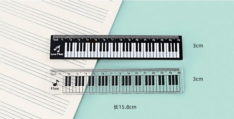 Piano transparent linear ruler 15cm primary school students cute ...