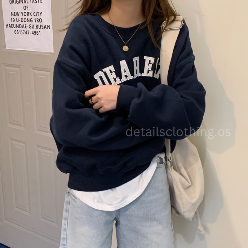 Oversized Sweatshirt Women Sweater Baju Lengan Panjang Perempuan Casual ...