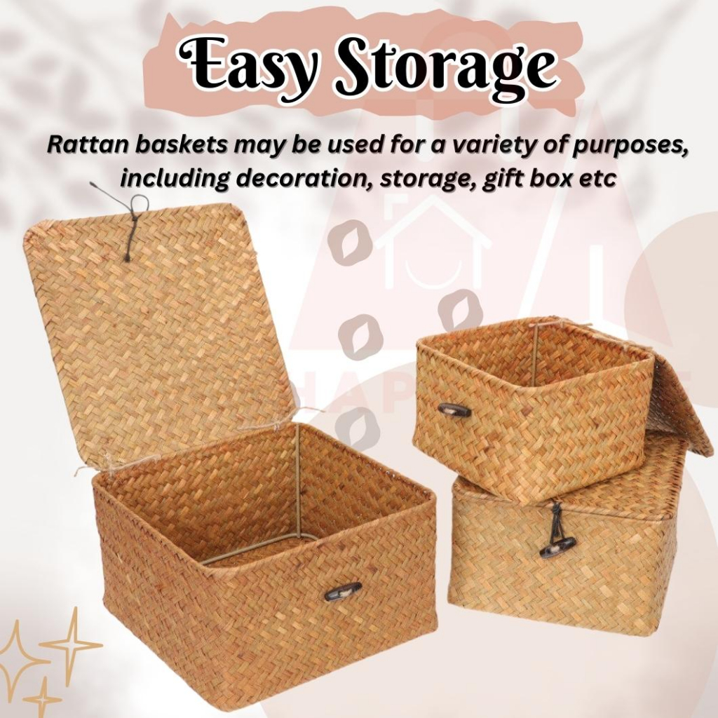 Rattan Storage Box Basket Bakul Rotan Hantaran Bertutup Hidden Box ...