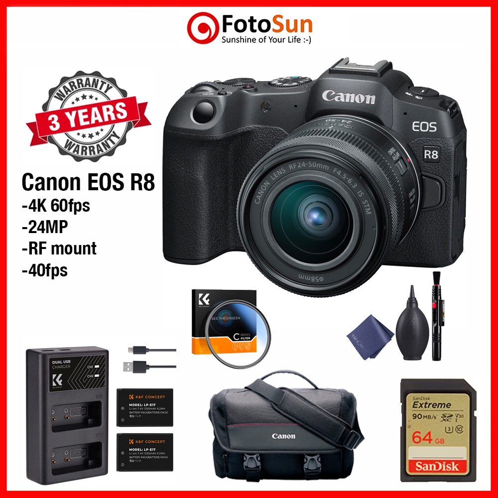 Canon EOS R8 body / R8 kit 24-50mm Combo 3 years Canon Malaysia ...
