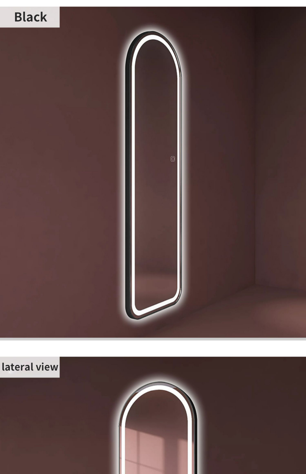 LED arch mirror full body mirror Aluminum floor mirror Fitting mirror ...