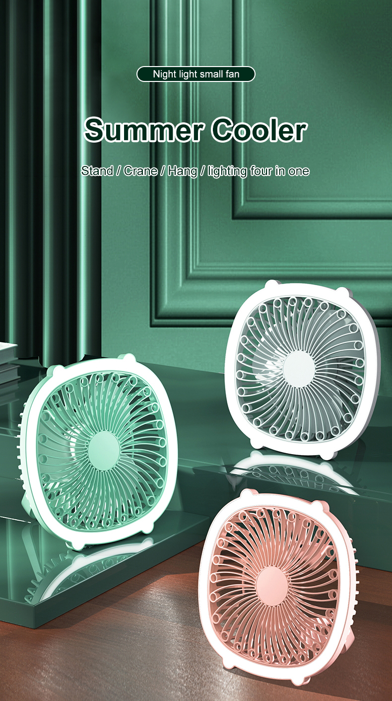 Mini fan with light USB rechargeable silent energy-saving ceiling fan ...