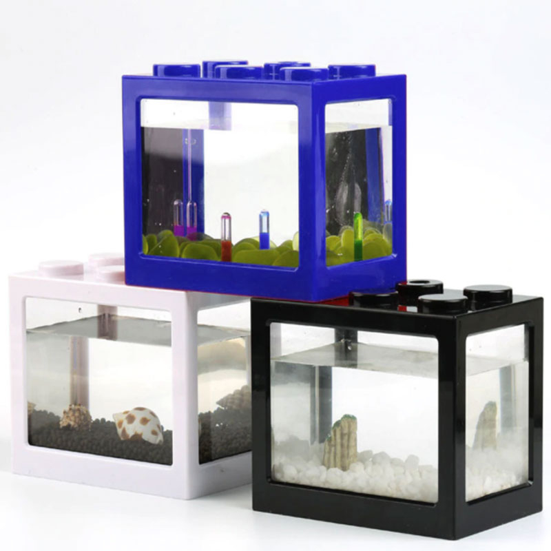 Lego Mini Fish Tank USB LED Plastic Landscape Aquarium Guppy Fish 迷你鱼缸 ...