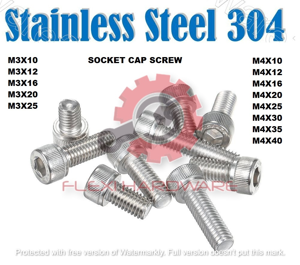 M3 M4 Cap Head Screws 304 Stainless Steel SHINY SURFACE Allen Bolt Hex ...