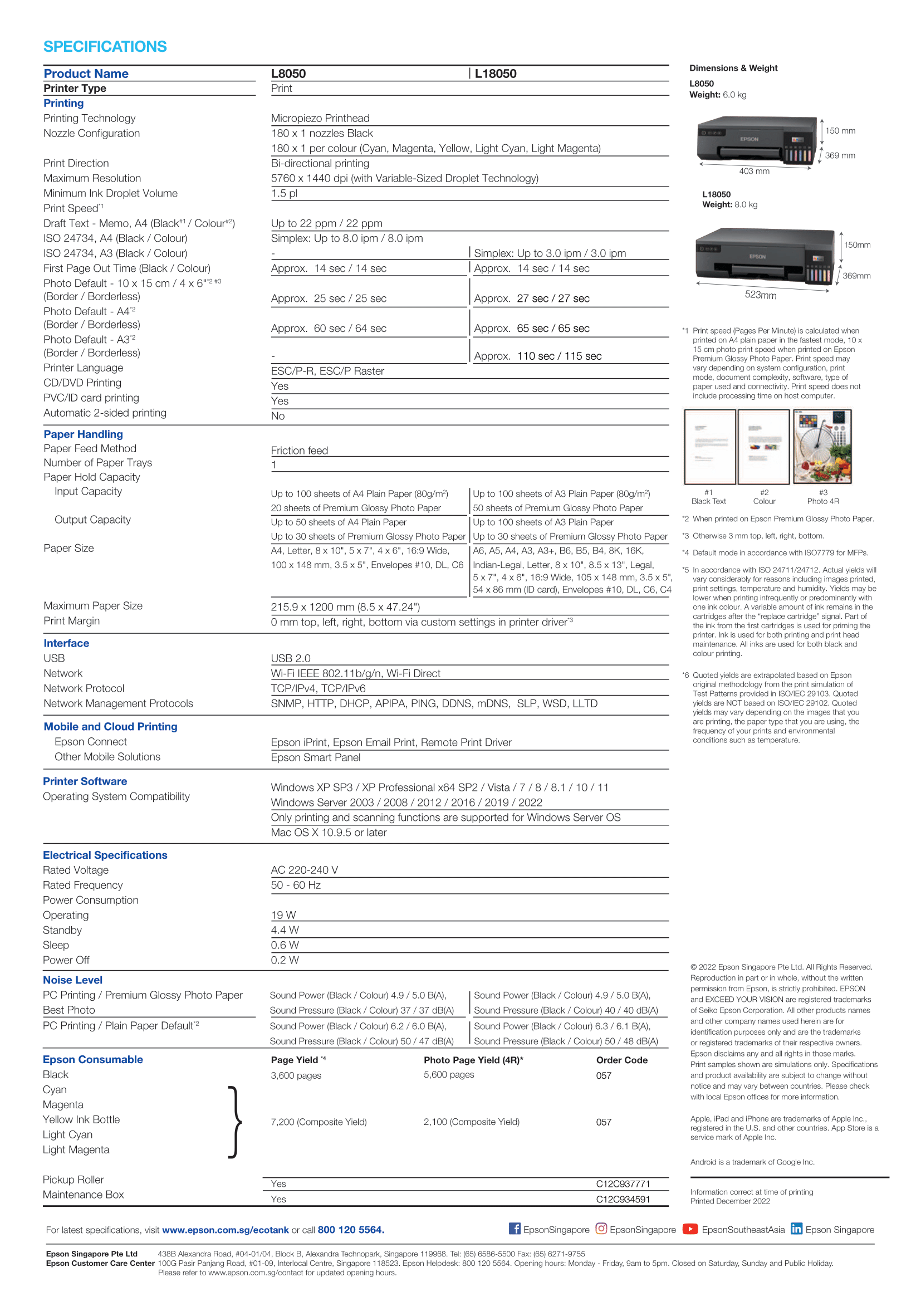 Epson EcoTank L18050 Ink Tank Printer with 6 Colour InkS, Borderless ... Epson EcoTank L18050 Ink Tank Printer with 6 Colour InkS, Borderless ...