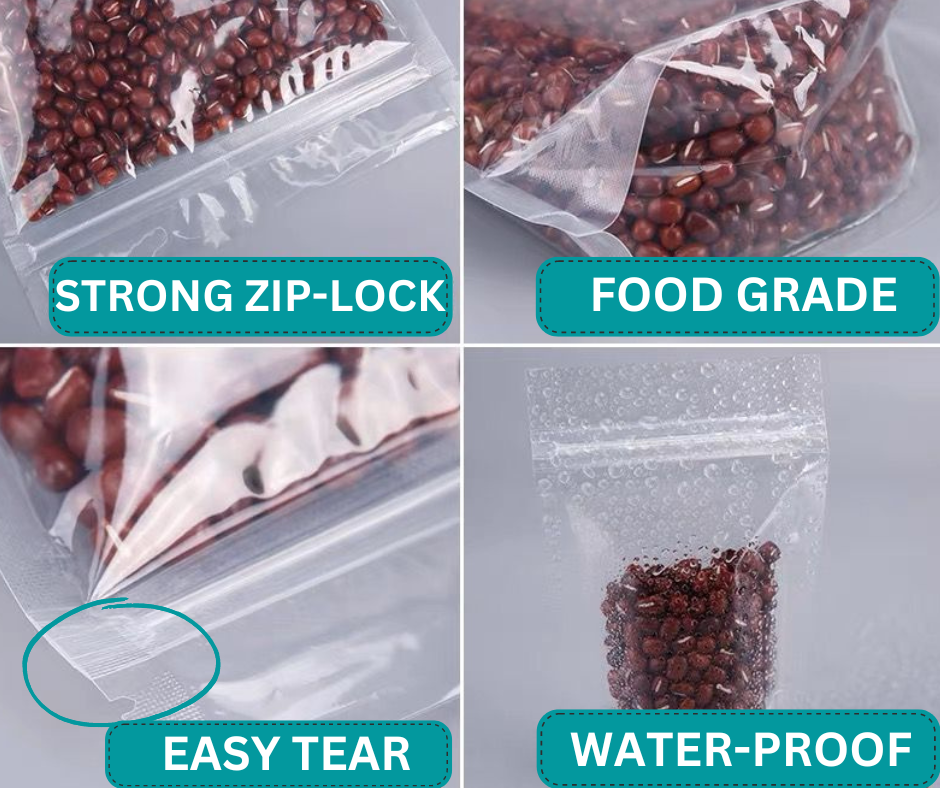 (50pcs) Transparent Standing Zip lock Bag/Zipper standing plastic bag ...