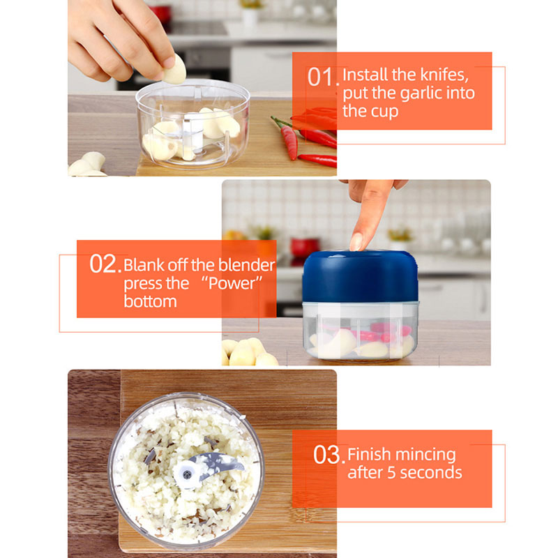 Ready Stock Mini Blender Garlic Chopper Electric Food Chopper Portable ...