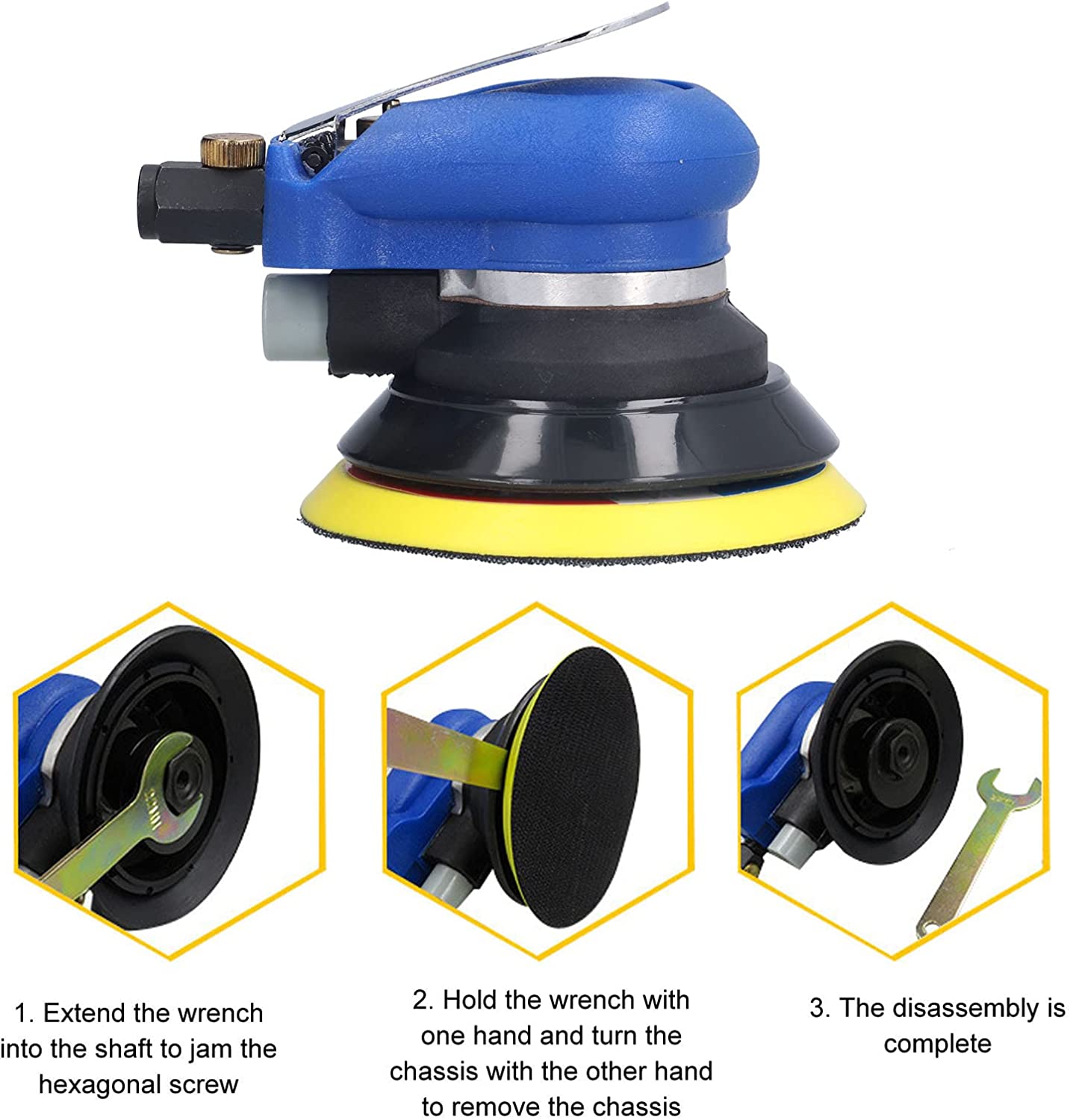 [ Mesin Gosok Kereta ] 5 Inch Pneumatic Palm Air Sander Random Orbital ...