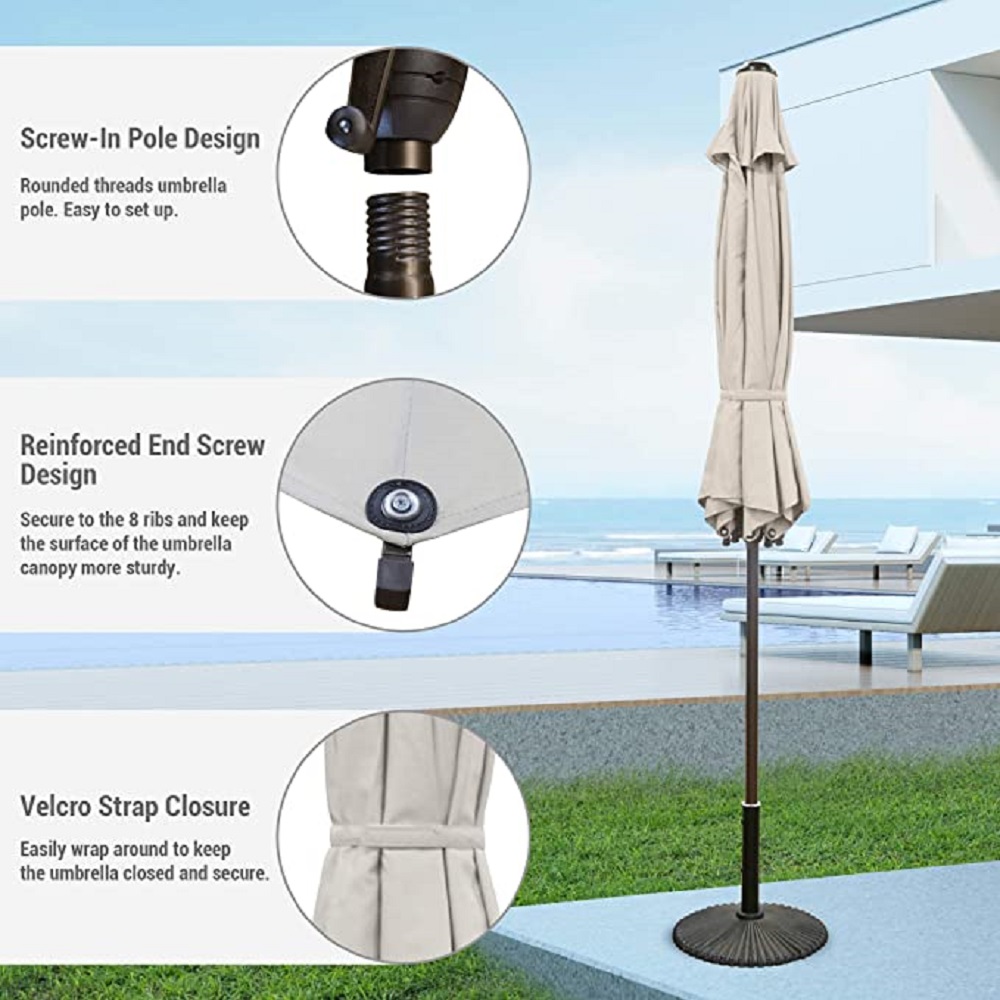 OneTwoFit 2.7M/9ft Garden Umbrella Patio Umbrella Waterproof Sunshade ...