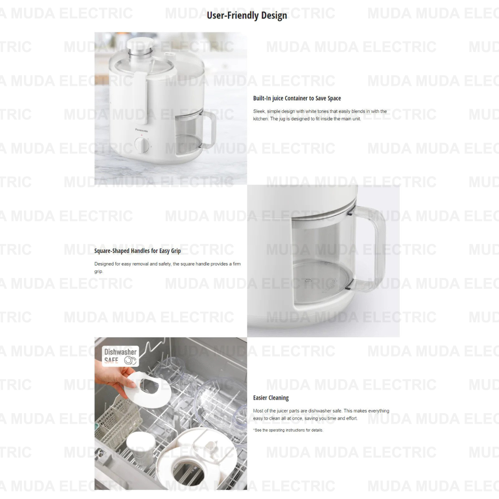 Panasonic 600ml Compact Juicer Juice Extractor Fruit Grinder MJ ...