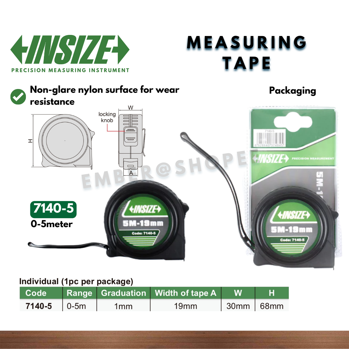 INSIZE Nylon Measuring Tape (0-5meter / 0-8meter) Pita Pengukur ...