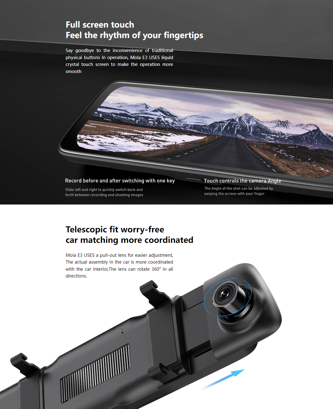 DDPAI Dashcam Mola E3 1440P Full HD Rearview Mirror Dash Cam DVR Car ...