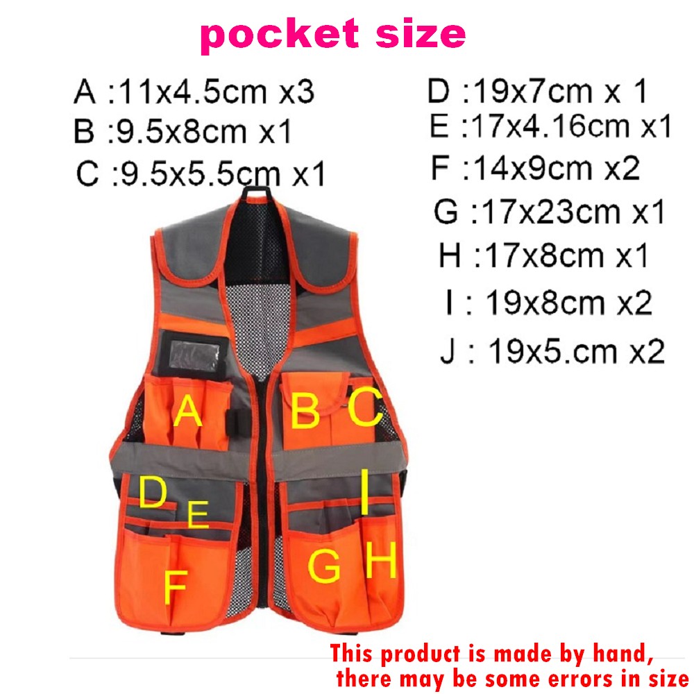 Work Vest Tool Vest Zipper Bag Multi-Pocket Safety Maintenance Kit for ...