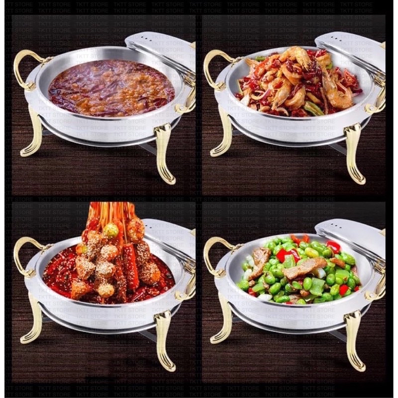 TKTT Stainless Steel Prince Buffet Set Round Chafing Dish Serving Dome ...